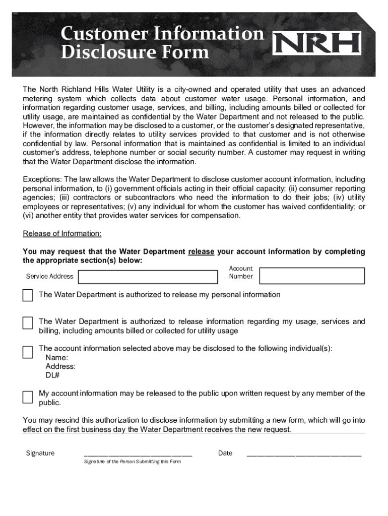 Fillable Online Customer Information Disclosure Form Fax Email Print ...