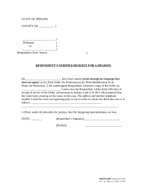 STATE OF INDIANA ) IN THECOURT Doc Template | pdfFiller