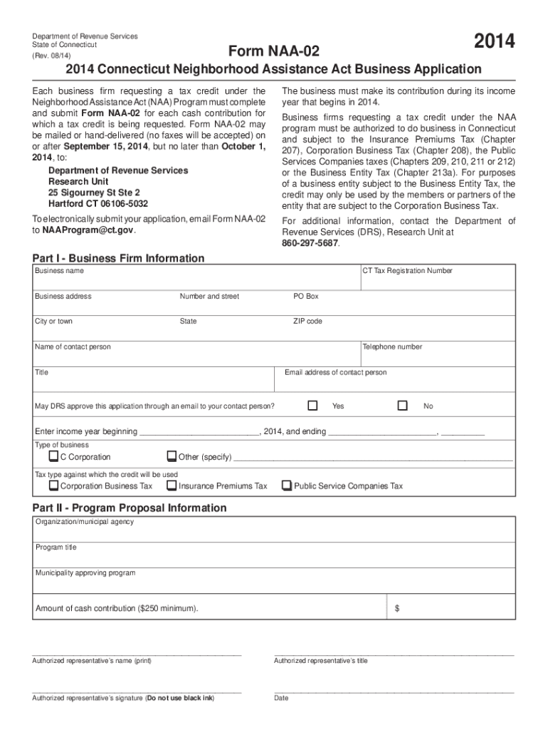 Fillable Online Neighborhood Assistance Act (NAA) Tax Credit Program is ...