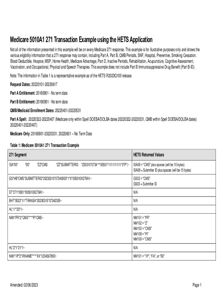 Fillable Online 271 Response Example R2022Q200 BESST HETS. Sample HETS 271 response Fax Email ...