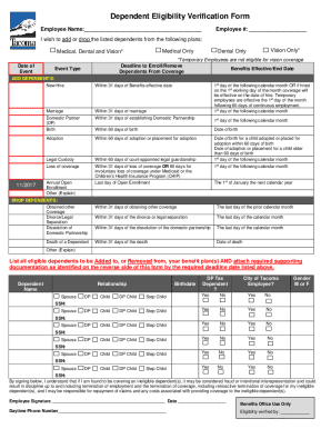 Fillable Online Dependent Eligibility Verification -DCHR - DC.gov Fax ...