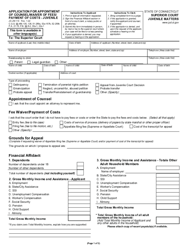 Fillable Online application for appointment of counsel/waiver of fees ...