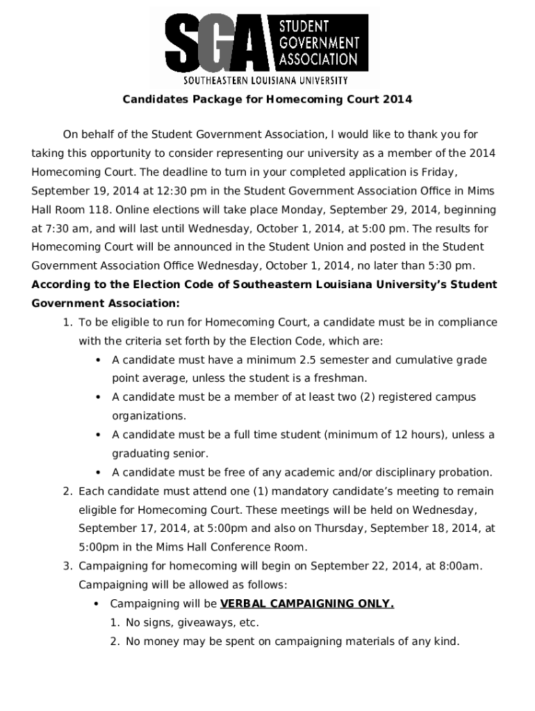 Elections Packet for Vice President Doc Template | pdfFiller