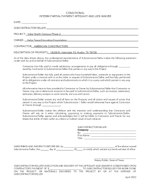 Fillable Online unconditional interim partial payment affidavit and ...