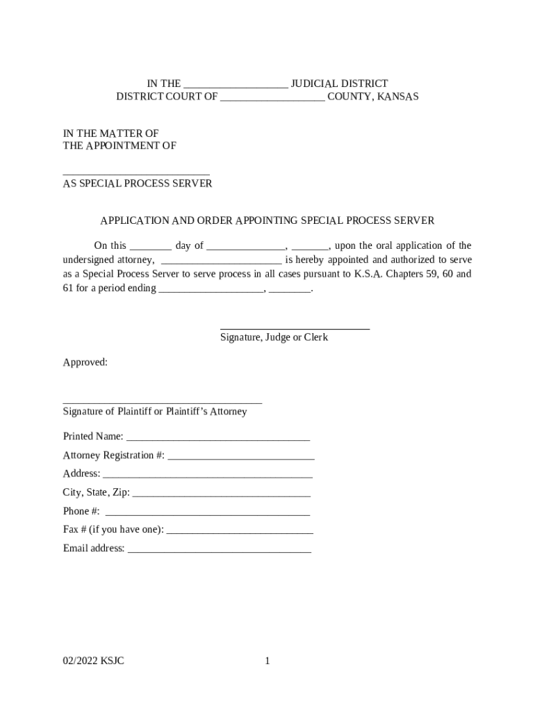 Application and Order Appointing Special Process Server Doc Template ...