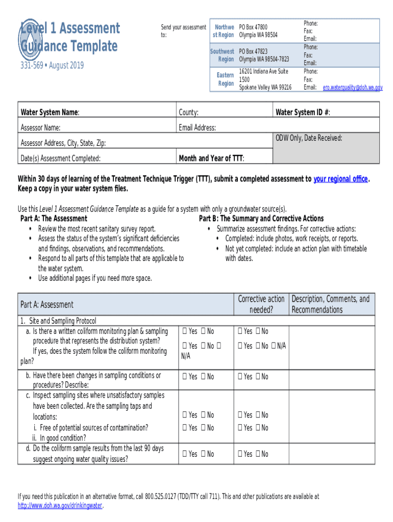 RTCR Level 1 Assessment Guidance Template - doh wa Doc Template | pdfFiller