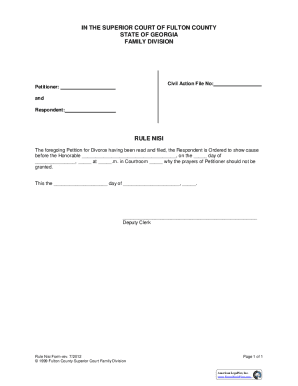 Fillable Online Rule Nisi Form Georgia - Fill Online, Printable ...