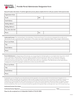 Fillable Online Provider Portal Administrator Designation Form Fax ...