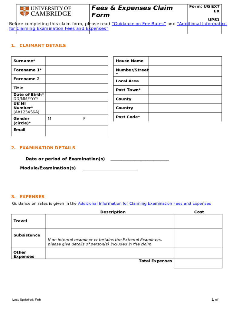 Fees and Expenses Claim Doc Template | pdfFiller