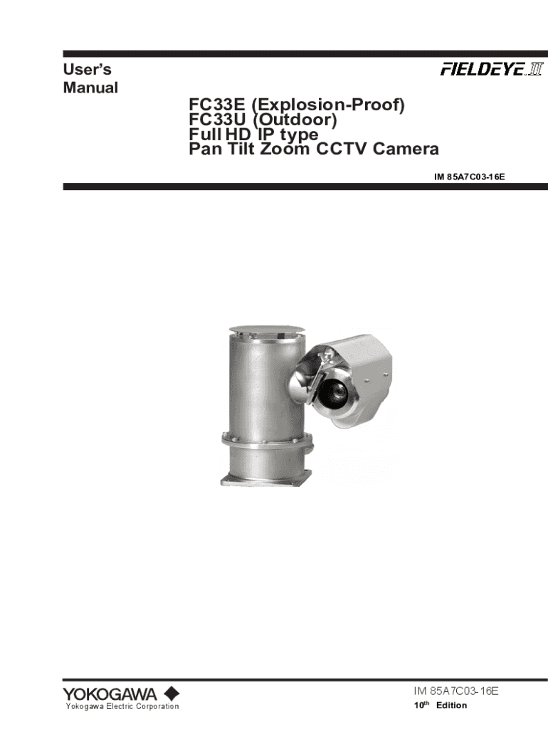 Fillable Online IM85A7C03-16E010. FC33E/FC33U Full HD IP type Pan Tilt ...