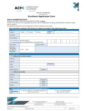 Fillable Online to enrol, fill in the application form in capital ...