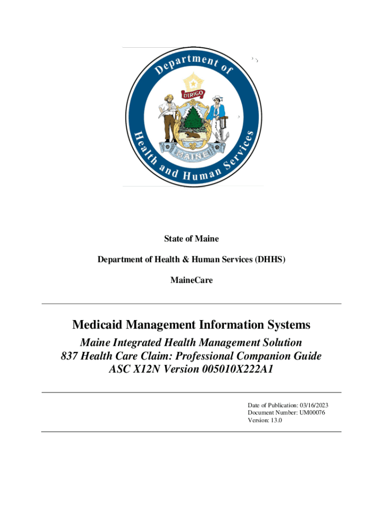 Fillable Online mainecare maine STATE OF MAINE DEPARTMENT OF HEALTH AND ...