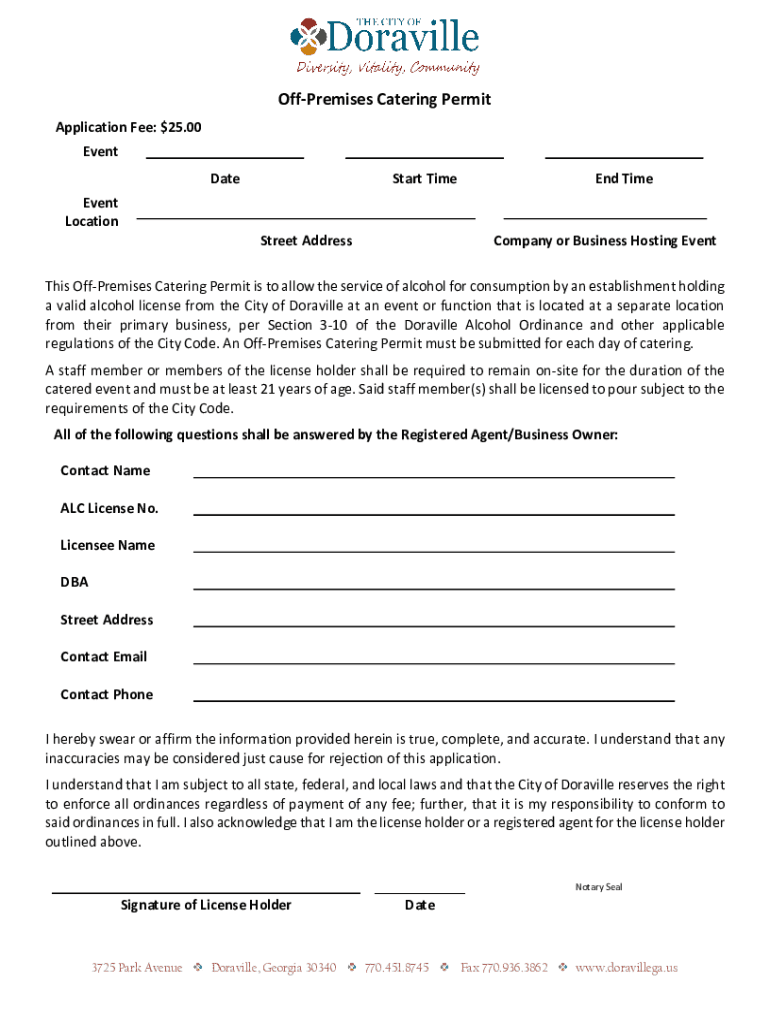 Fillable Online Information for Application for Off-Premises Alcoholic ...