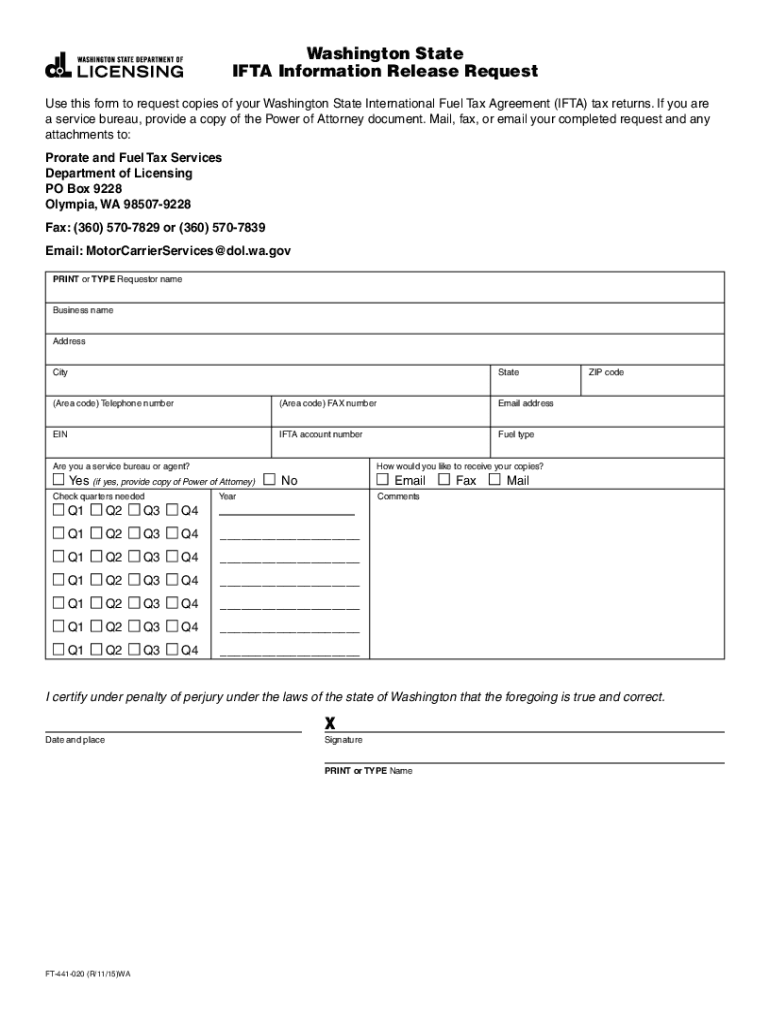 Fillable Online Fillable Online dol wa IFTA Power of Attorney ...
