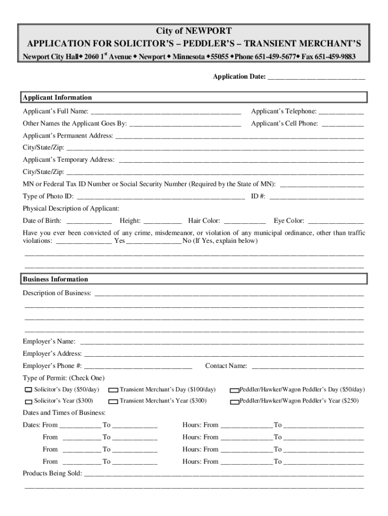 Fillable Online City of Newport Application for Bituminous or Concrete ...