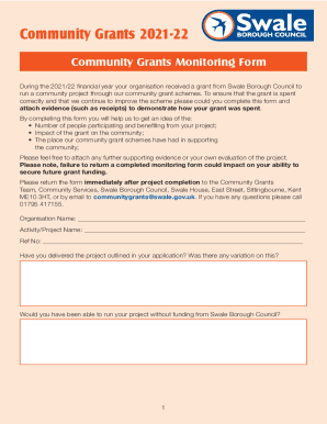Fillable Online Community Grants Monitoring Form Fax Email Print ...