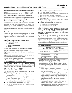 Fillable Online Arizona Form 2022 Resident Personal Income Tax Return ...