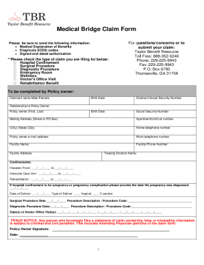 Fillable Online Medical Bridge Claim Form Fax Email Print - pdfFiller