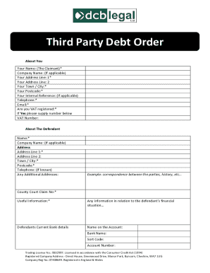 Fillable Online Third Party Debt Order Form Fax Email Print - pdfFiller