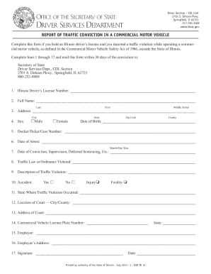 Fillable Online Report of Traffic Conviction in a Commercial Motor ...