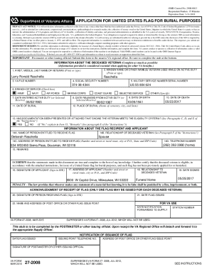 Fillable Online Application for United States Flag for Burial Purposes ...