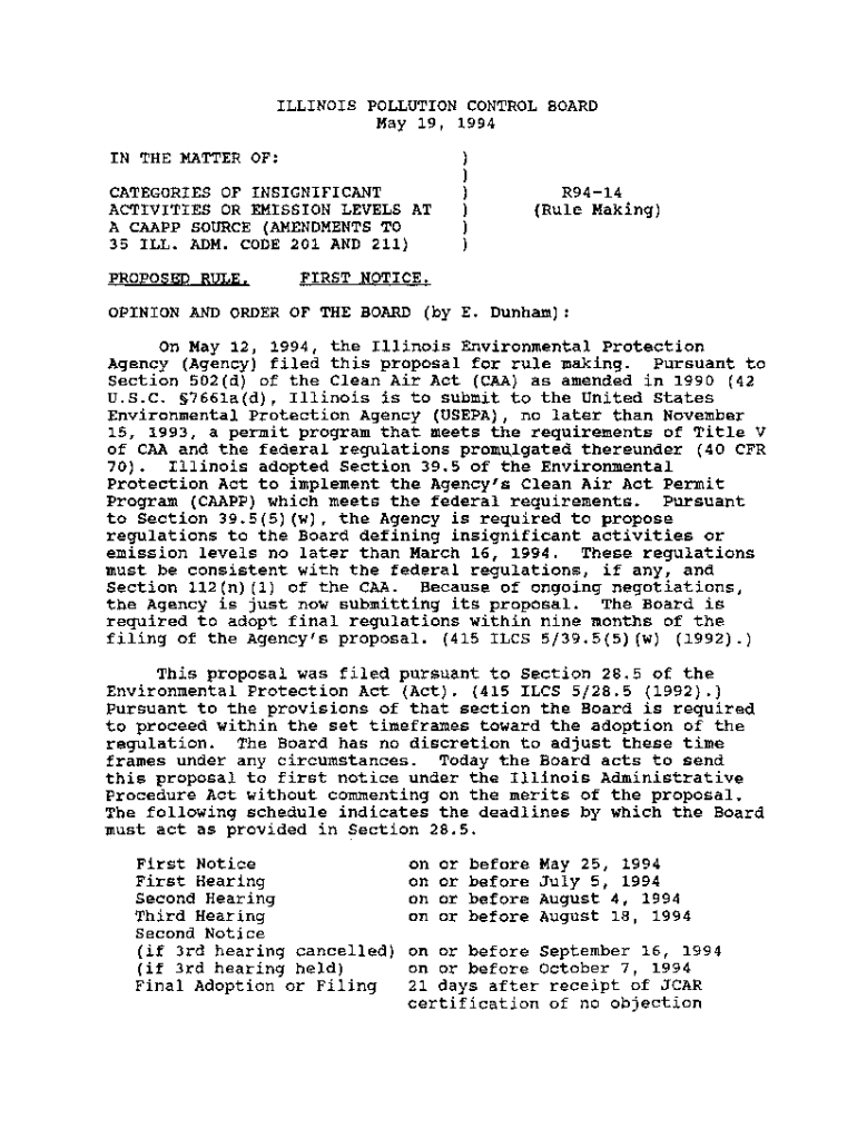 Fillable Online AMENDMENT TO 35 ILL. ADM. CODE PART 205 ... Fax Email ...