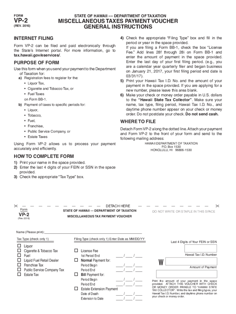 Fillable Online Form VP-2, Miscellaneous Taxes Payment Voucher Fax ...