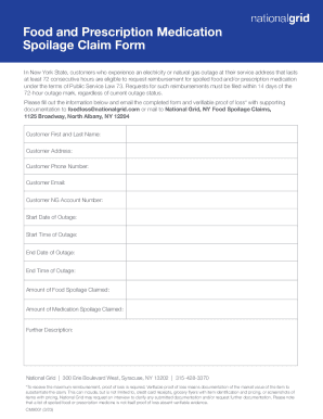 Fillable Online Food and Prescription Medication Spoilage Claim Form ...