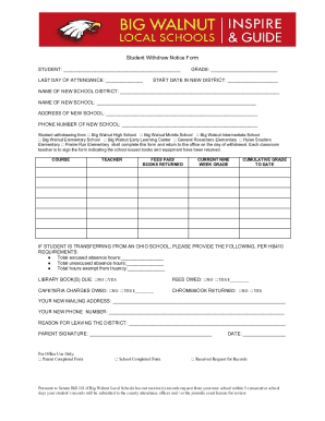 Fillable Online Student Withdraw Notice Form Fax Email Print - pdfFiller