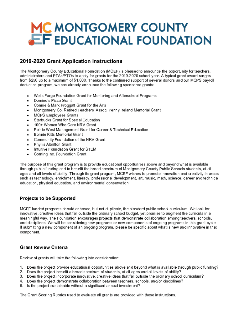Fillable Online Grant Application Form - Montgomery County Educational ... Fax Email Print ...