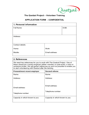 Fillable Online Volunteer Training APPLICATION FORM - CONFIDENTIAL ... Fax Email Print - pdfFiller