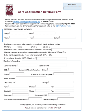 Fillable Online Care Coordination Referral Form- HSO Fax Email Print ...