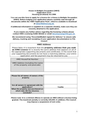 Application House in Multiple Occupation Doc Template | pdfFiller