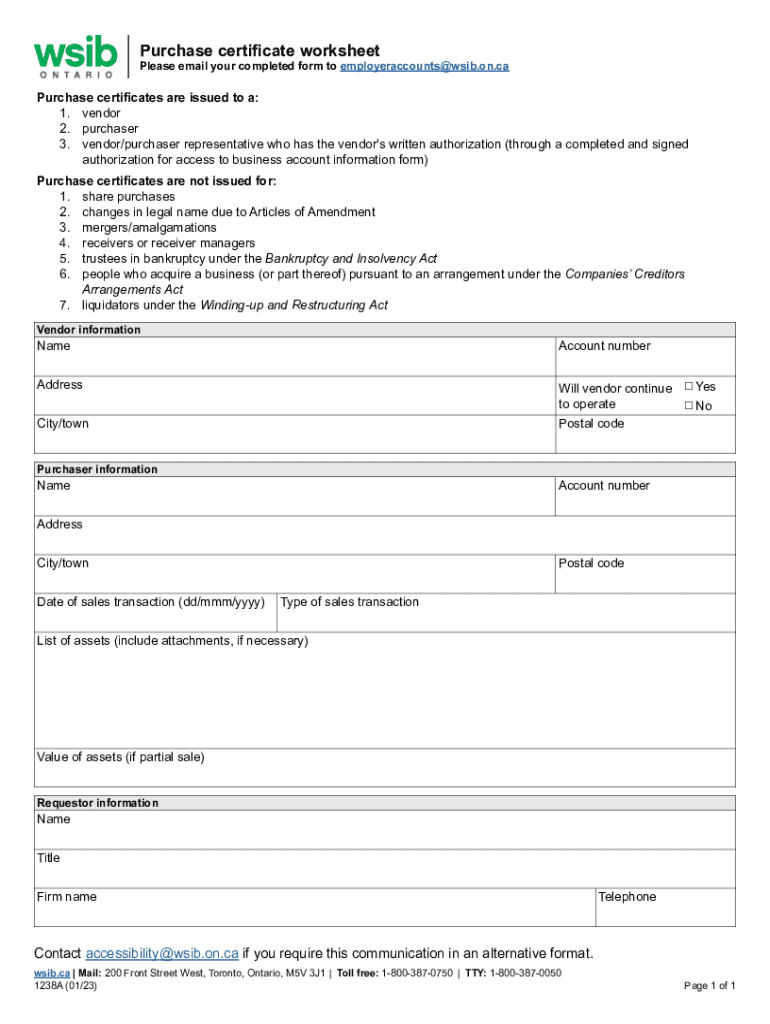 Fillable Online Purchase certificate worksheet Fax Email Print - pdfFiller