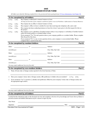 Fillable Online 0405 BIDDER STATUS FORM Fax Email Print - pdfFiller