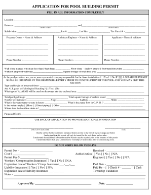 Fillable Online APPLICATION FOR POOL BUILDING PERMIT Fax Email Print ...