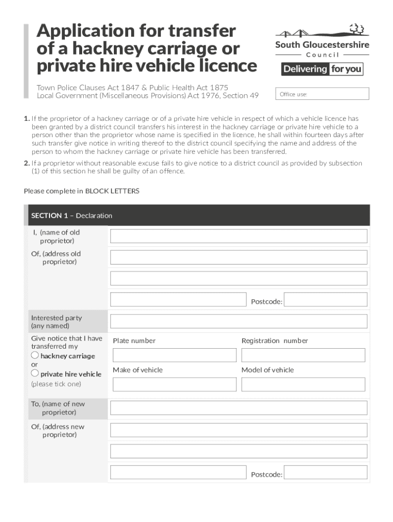 Fillable Online Licensed vehicle transfer application form Fax Email ...