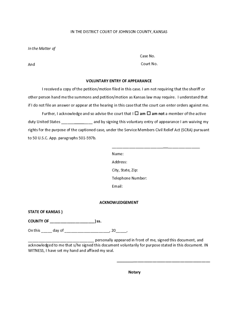 Fillable Online courts jocogov Don Hymer, Johnson County Assistant ...