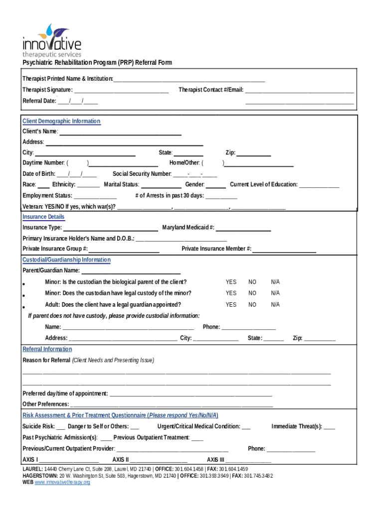 factors or criteria justifying the need for prp services Doc Template ...