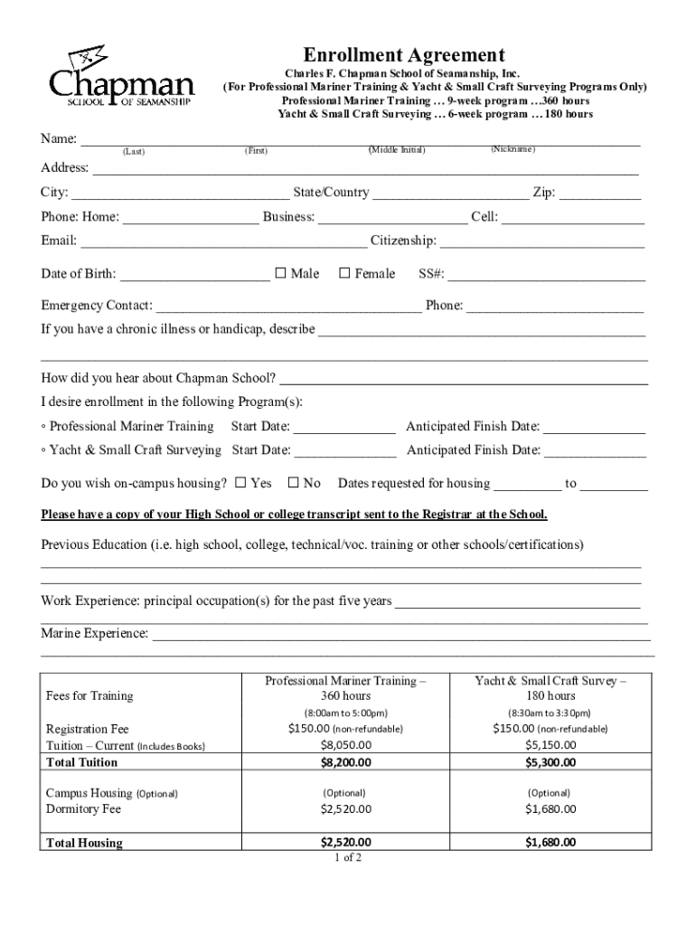 Fillable Online Chapman School of SeamanshipStuart FL Fax Email Print - pdfFiller