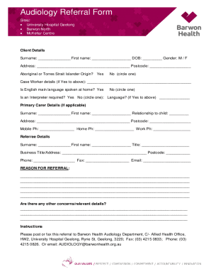 Fillable Online Audiology Referral Form - Geelong Fax Email Print ...