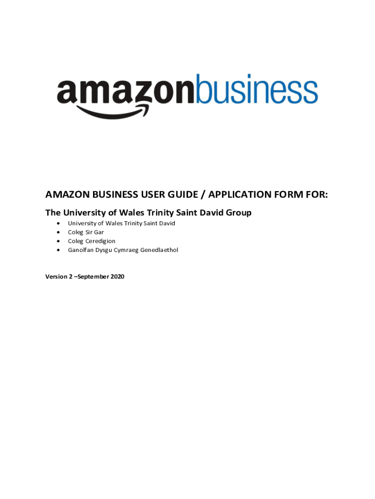 Fillable Online AMAZON BUSINESS USER GUIDE / APPLICATION FORM FOR: Fax ...