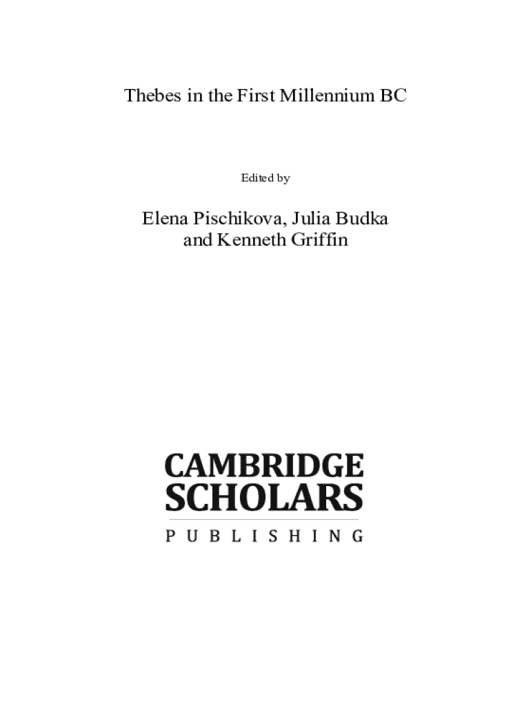 Fillable Online Thebes in the First Millennium BC: Art and Archaeology ...