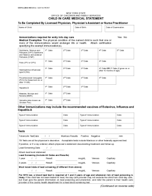 Fillable Online Nys Child Care Medical Forms Fax Email Print - pdfFiller