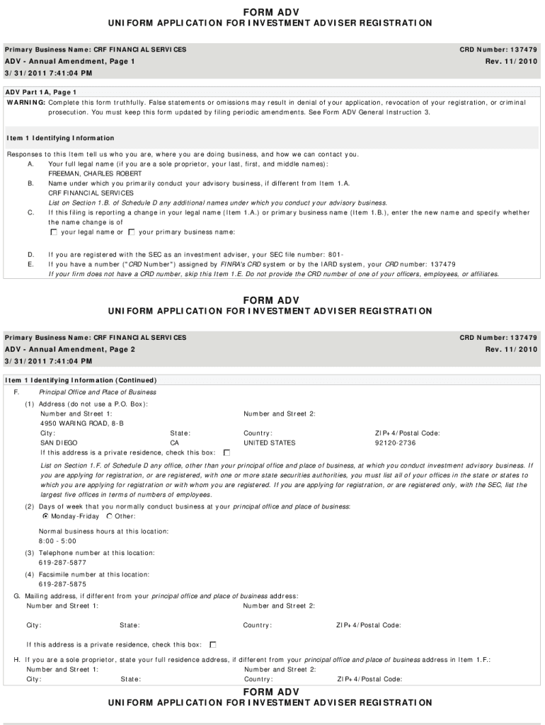 Fillable Online Forms Prescribed Under the Investment Advisers Act of ...