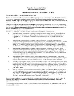 exempt protocol summary Doc Template | pdfFiller