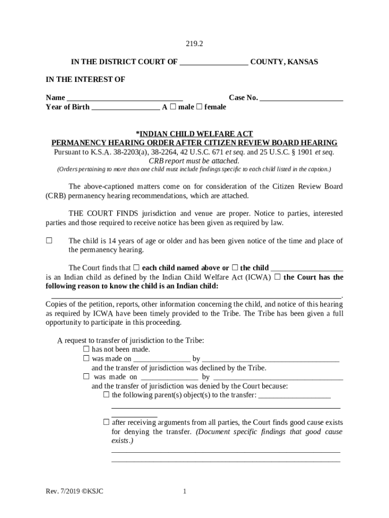 *170.4 Permanency Hearing Order Based on the CRB ... Doc Template | pdfFiller
