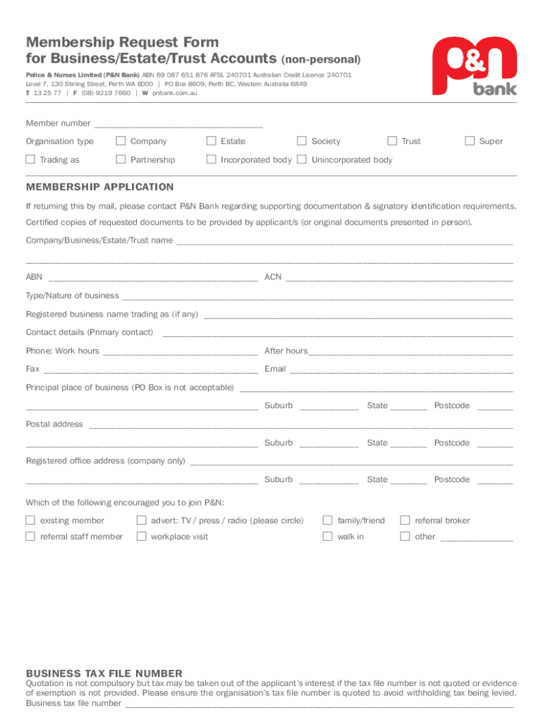 Fillable Online request to open revocable or irrevocable trust accounts ...