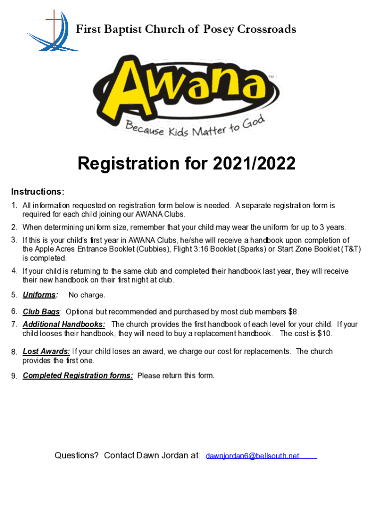 Fillable Online Registration Forms and Information - First Baptist Church Fax Email Print ...