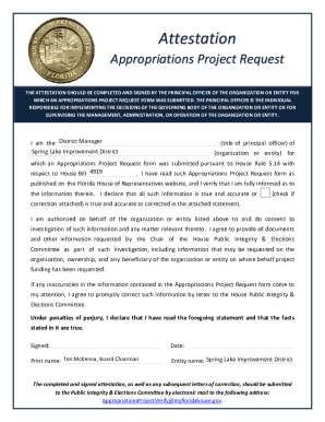 Fillable Online Appropriations ProjectsFlorida House of Representatives ...